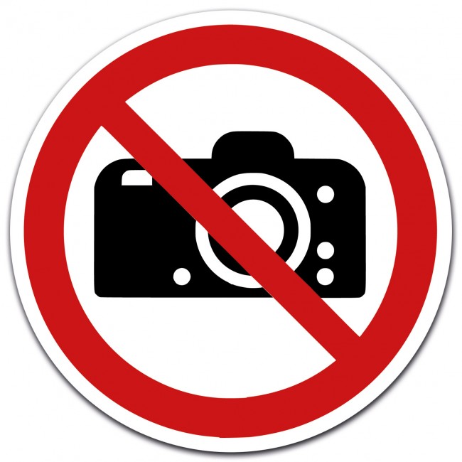 Aufkleber Schild Fotografieren verboten, Durchmesser 12 cm gemäß ISO ...